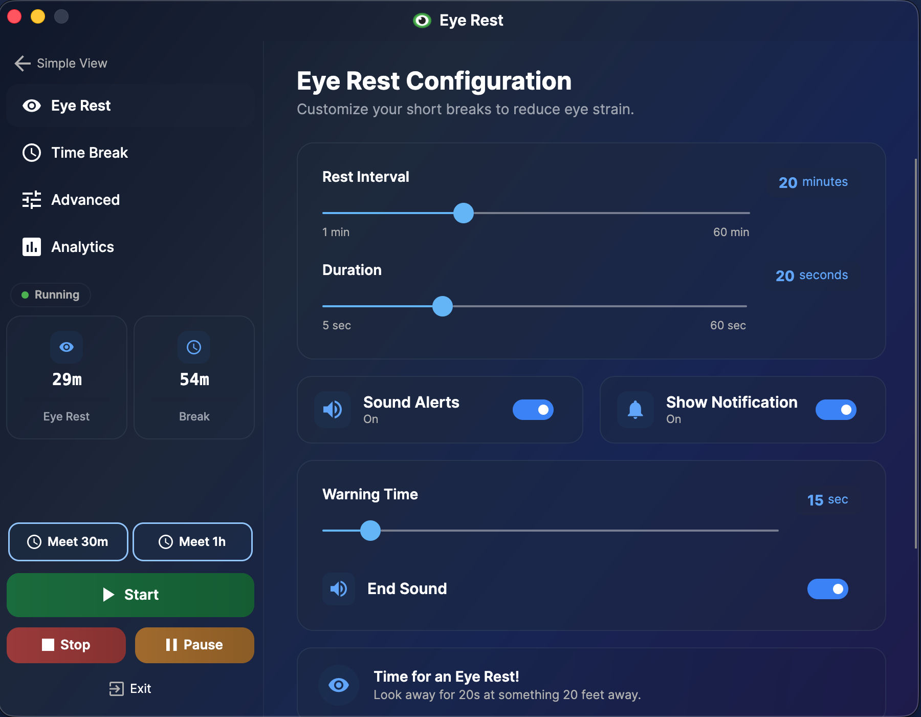 Eye-Rest — Free 20-20-20 Eye Break Reminder App for Windows & macOS